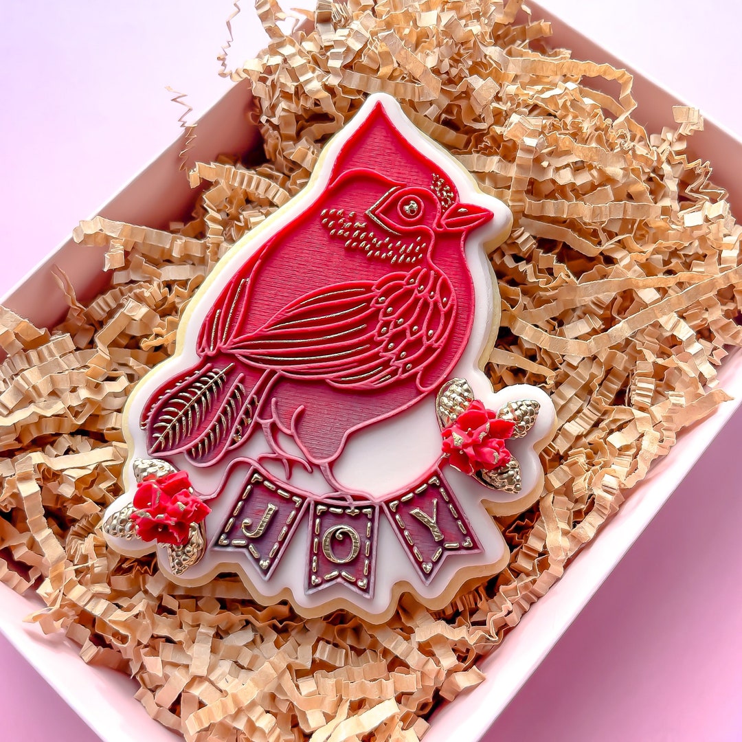 The Christmas Cardinal Embosser & Cutter Set Cookie Debosser - Etsy