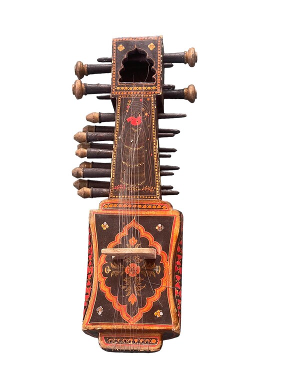 Antique Vintage India Sarangi Stringed Instrument Hand Painted - Etsy