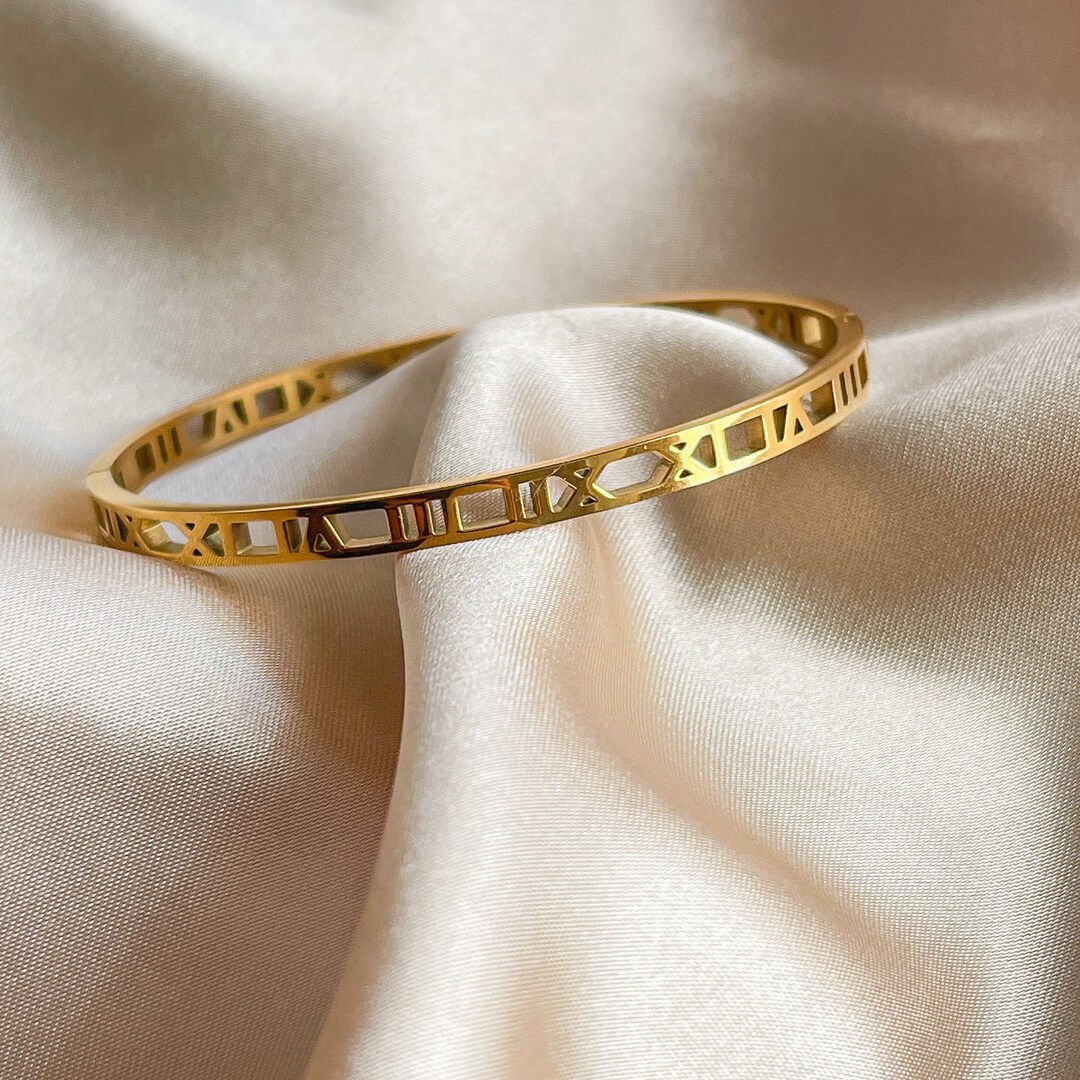 Roman Bracelet, 18k Gold Plated Stainless Steel Bracelet - Etsy