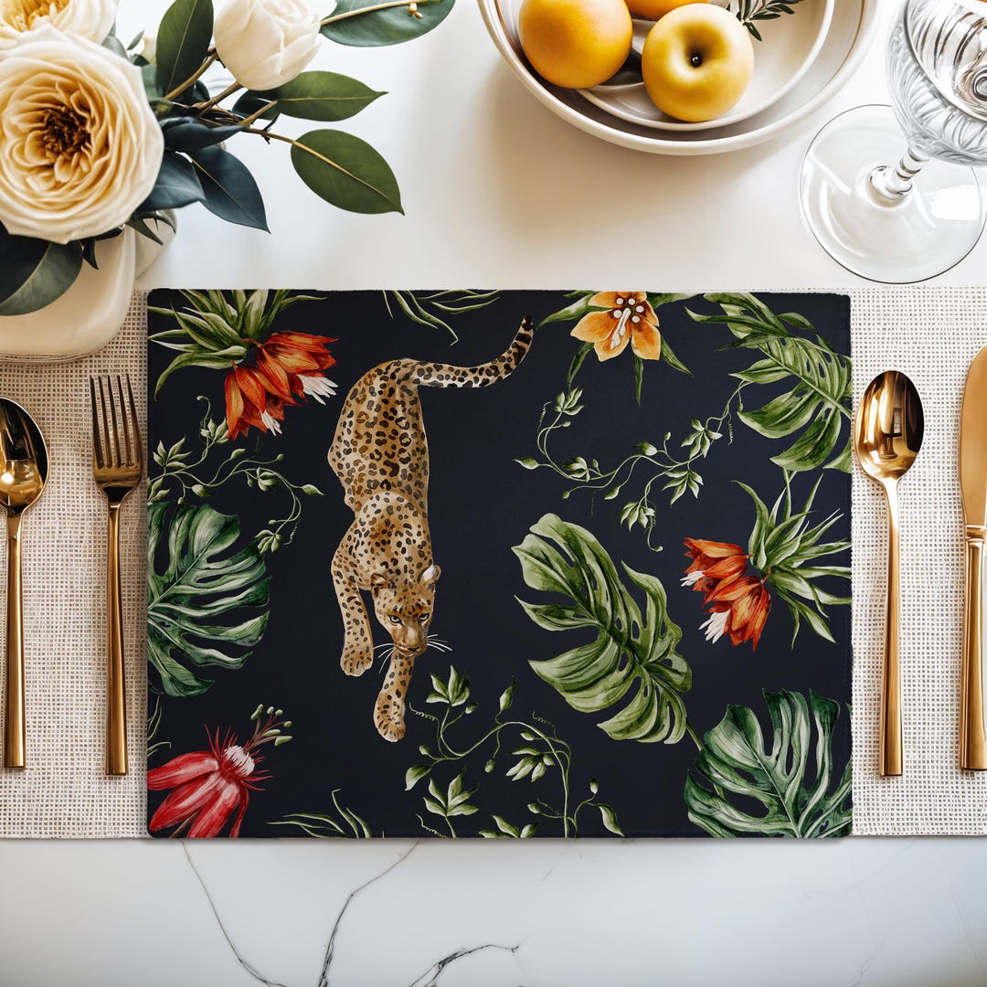 Handmade Leopard Print Placemats: Tropical Jungle Dining Table Decor ...