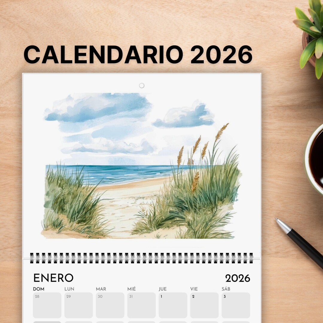 2026 Spanish Coastal Watercolor Calendar: Acuarela Costera Calendario ...