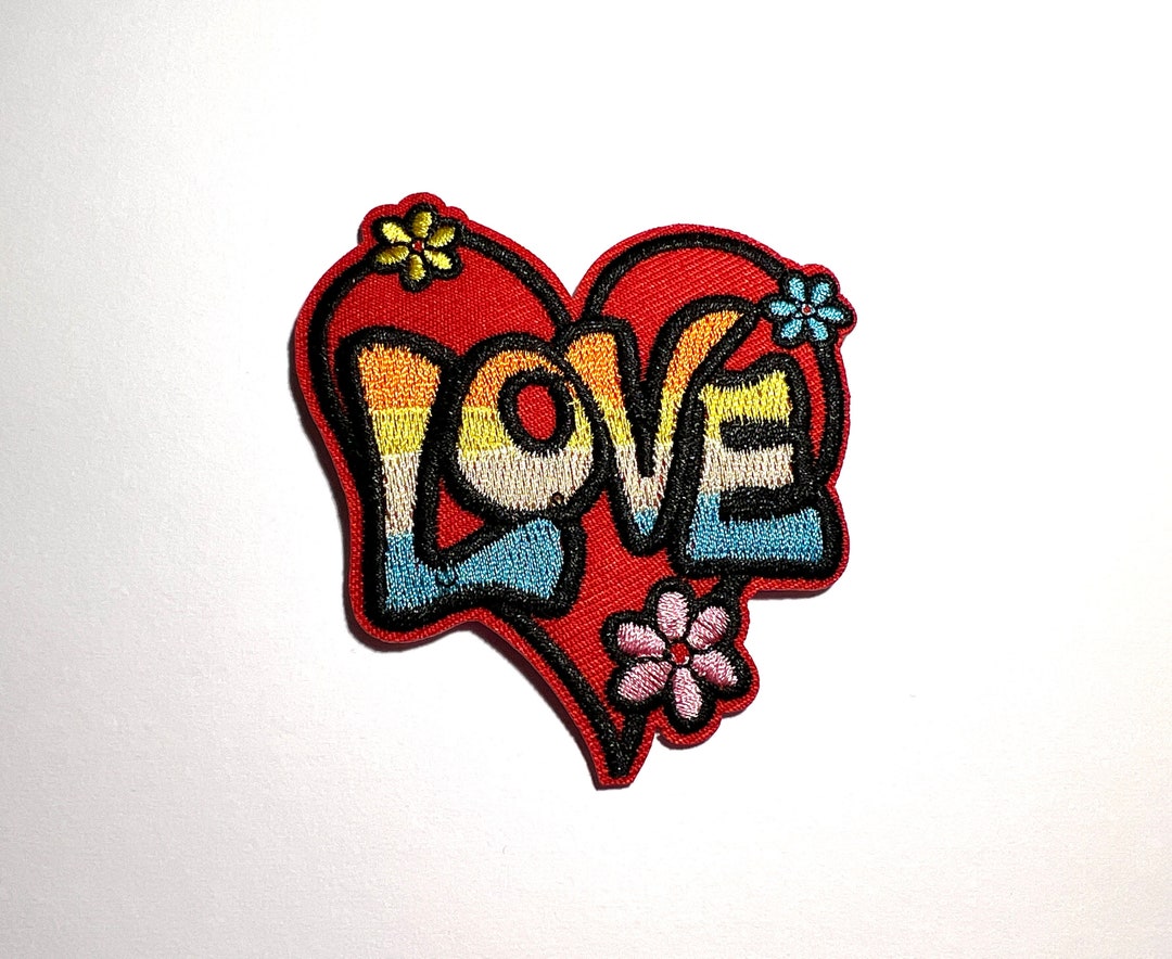 Love Heart Patch, Embroidered Iron On, Hippie, 60s, 70s, Jean Patch ...