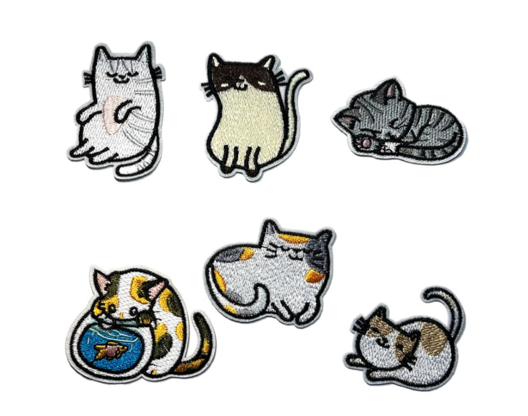 Cat Patch, Embroidered Iron On, Jean Patch, Craft Supplies, Sewing ...