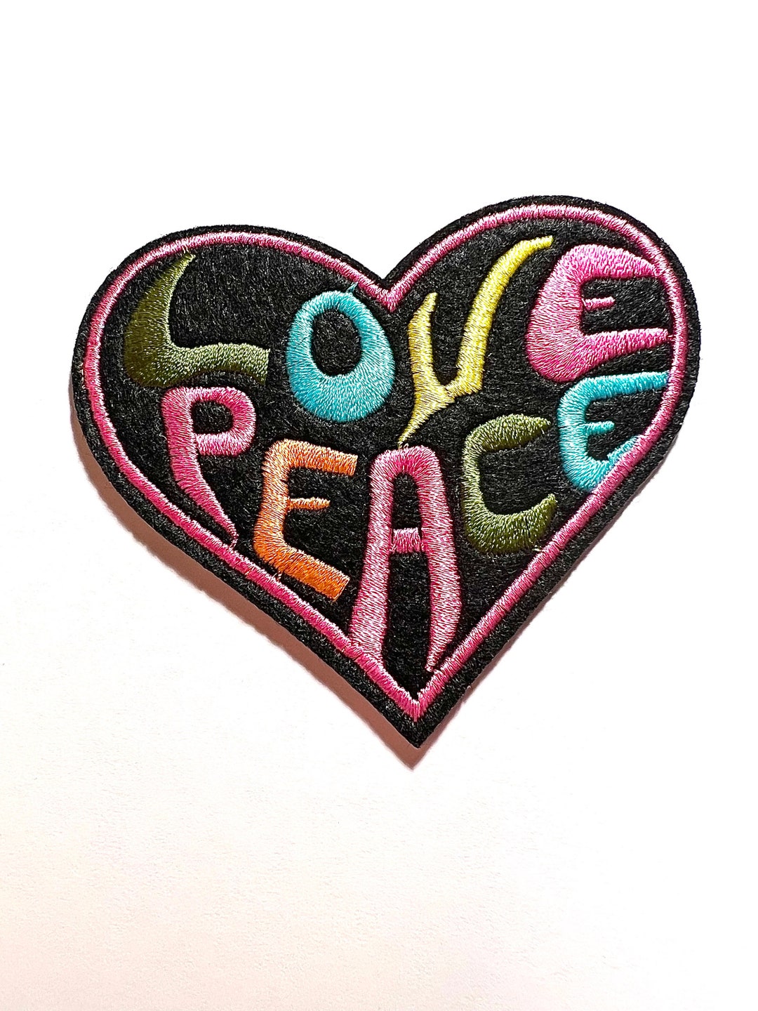 Love and Peace Heart Patch, Embroidered Iron On, Hippie, 60s, 70s, Jean ...