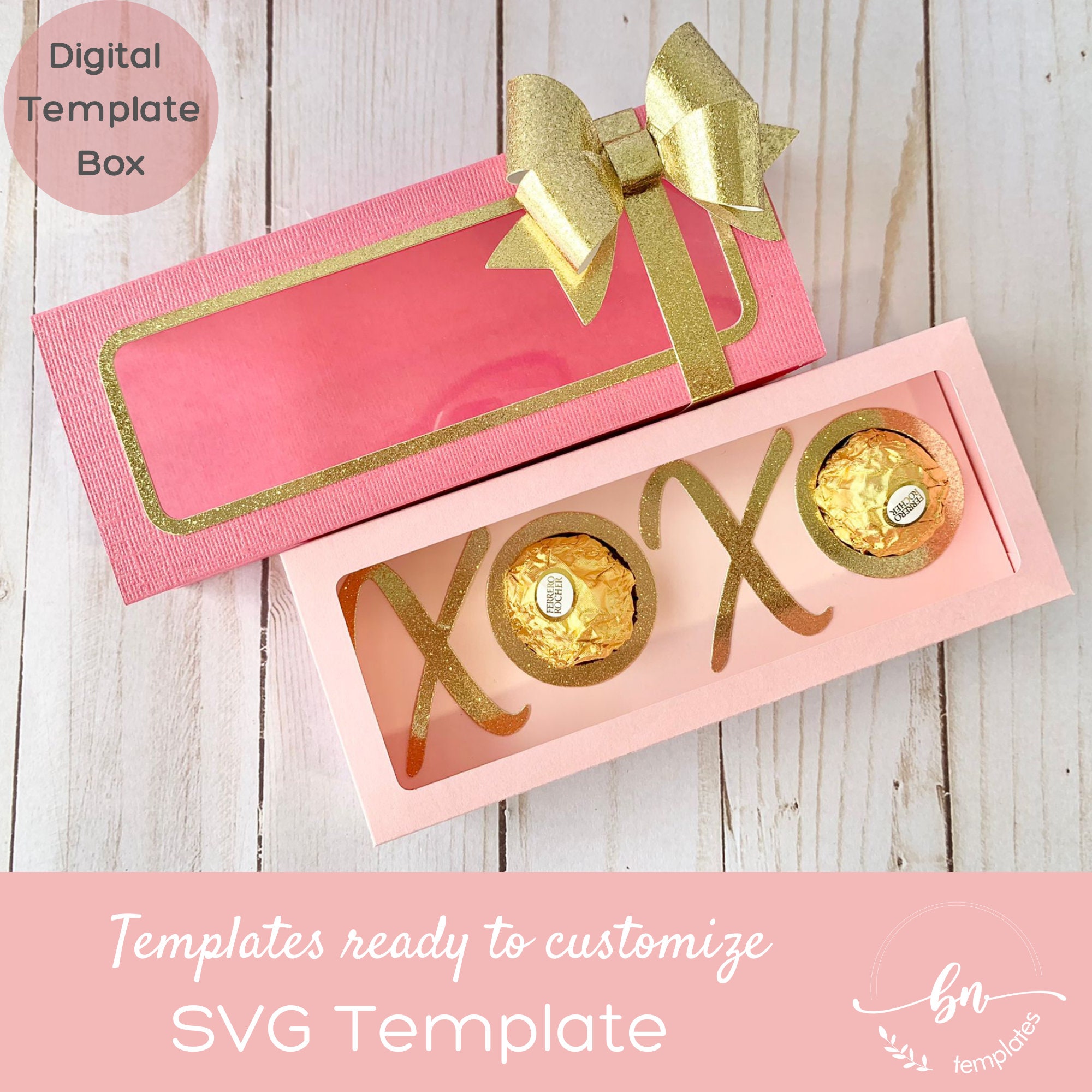 XOXO BOX Chocolate Ferrero Box Template Svg and Dxf for - Etsy