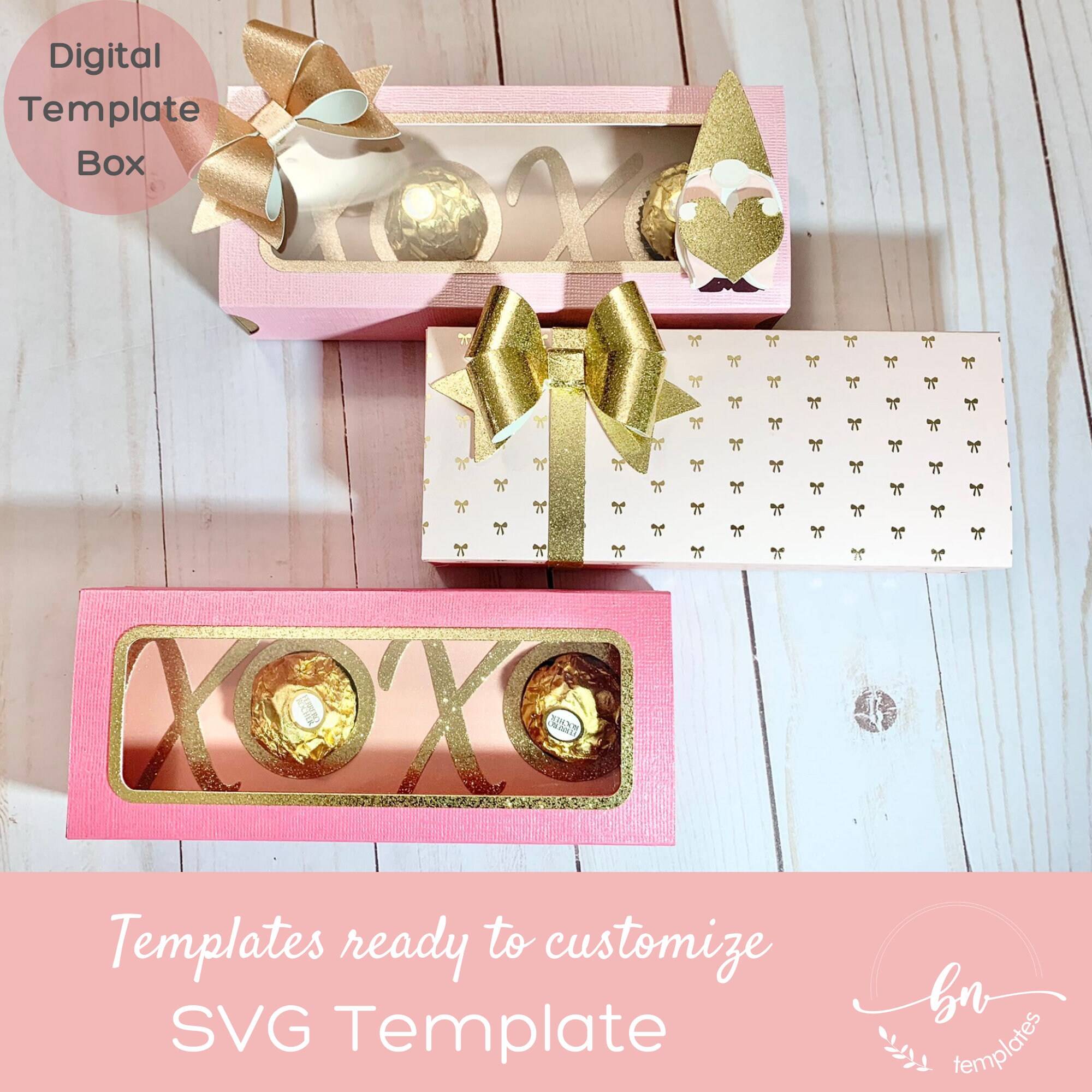 XOXO BOX Chocolate Ferrero Box Template for Cricut Svg for | Etsy