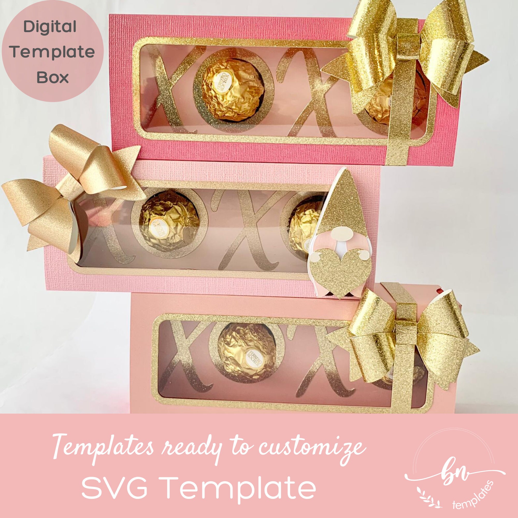 XOXO BOX Chocolate Ferrero Box Template Svg and Dxf for - Etsy