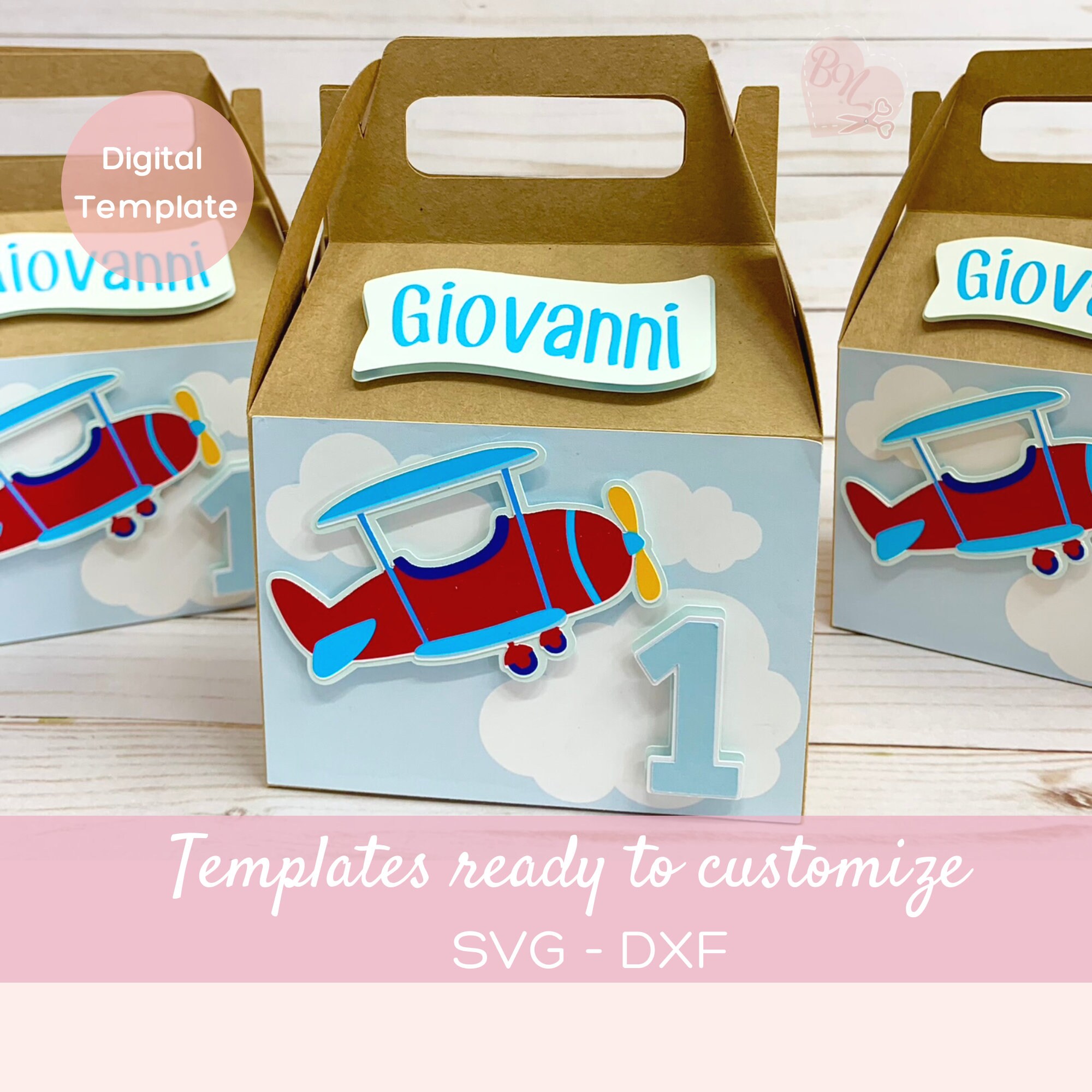 AIRPLANE GABLE BOX - Cutting Files for Cricut and Silhouette, Airplane ...