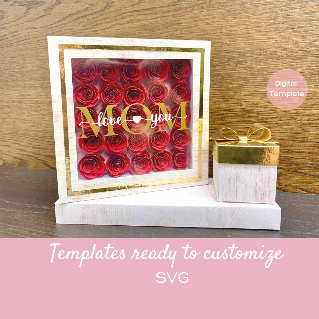 FLORAL FRAME With BASE and Mini Gift Box - Shadow Box Template, Shadow ...