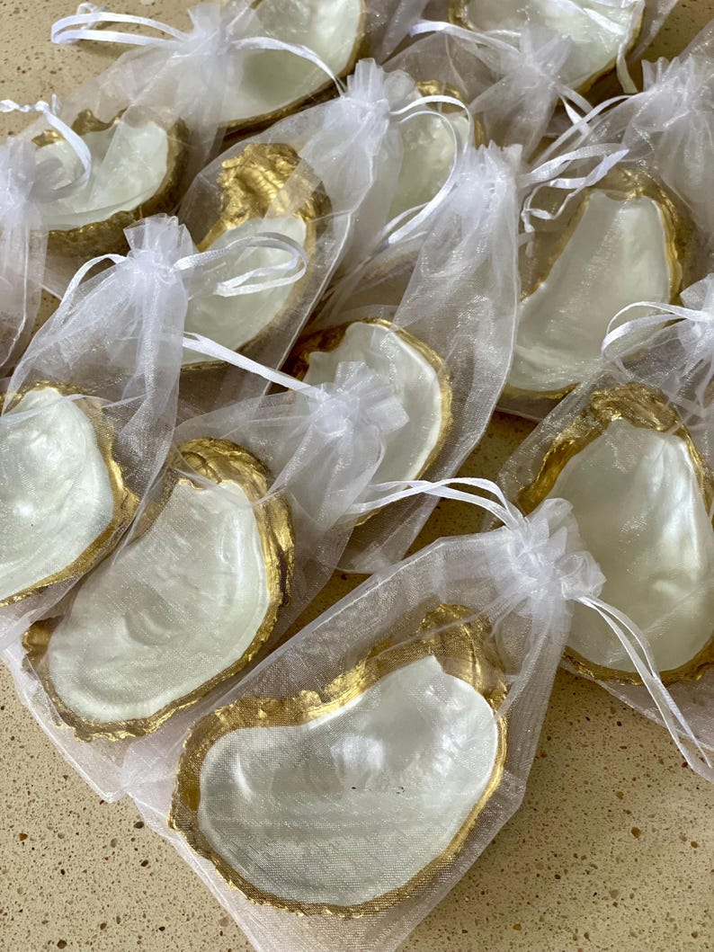 Handmade Gilded Oyster Shell Trinket Dish: Pearl Wedding Favor - Etsy
