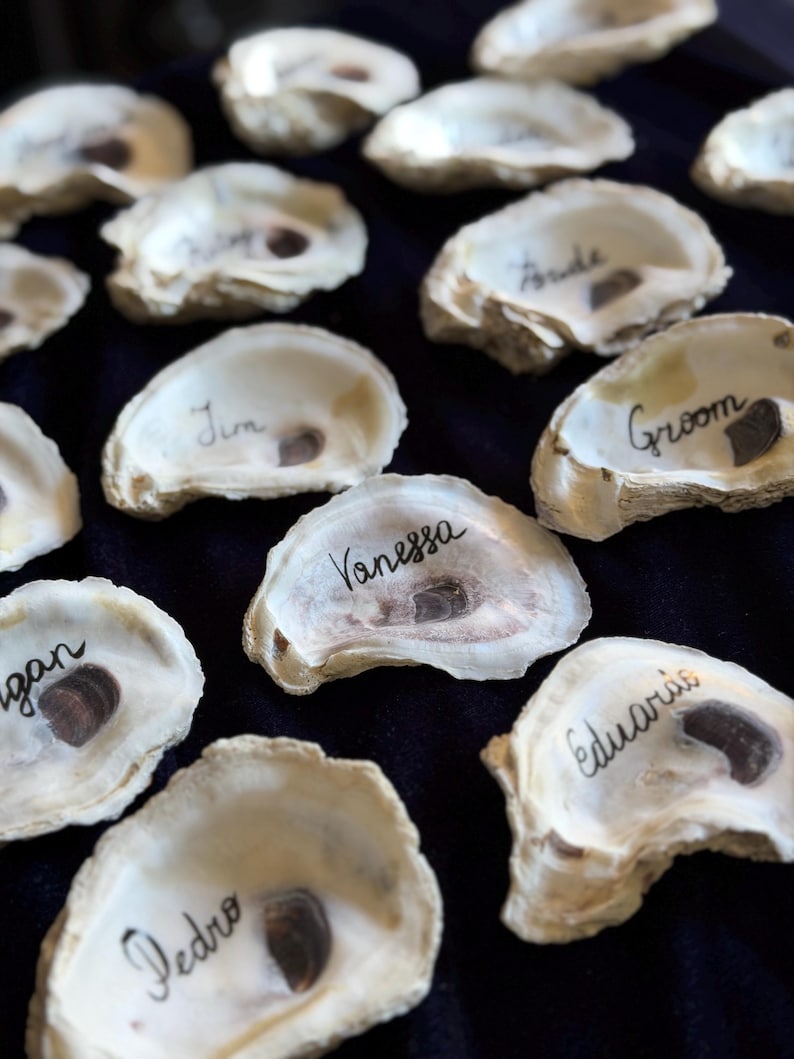 Personalised Oyster Shell Wedding Favors/ Placement Cards - Etsy