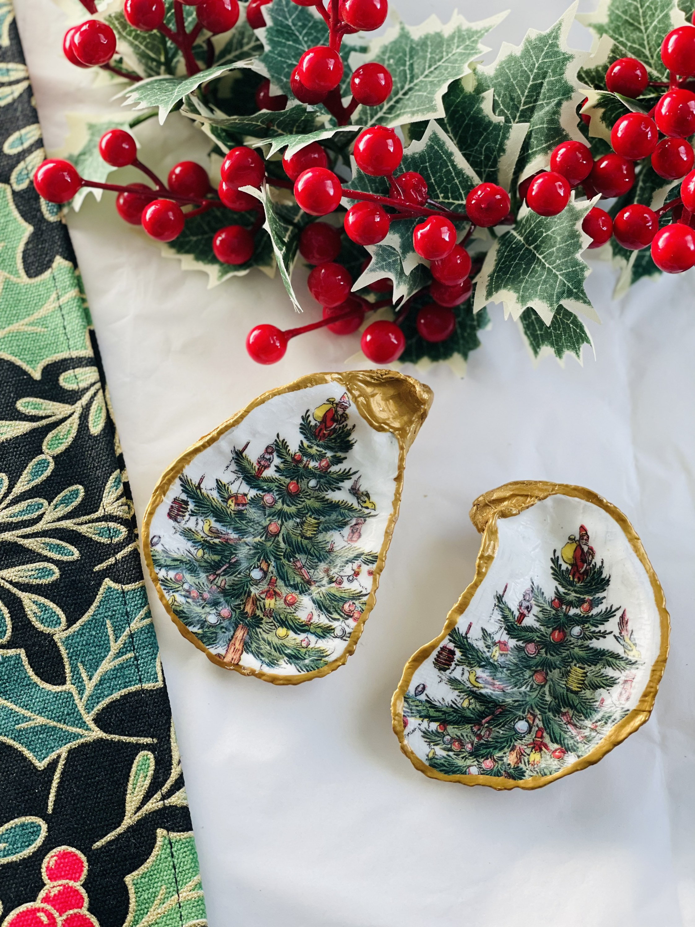 Christmas Gift Oyster Shell Decoupage Christmas Tree - Etsy