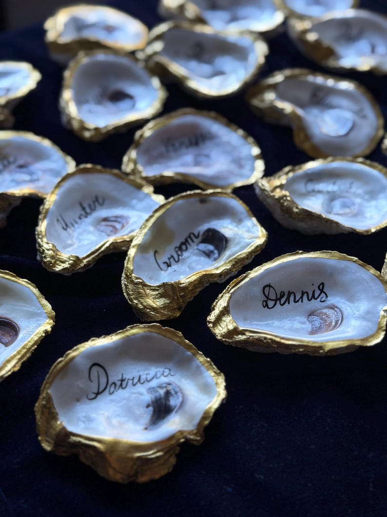 Personalised Oyster Shell Wedding Favors/ Placement Cards - Etsy