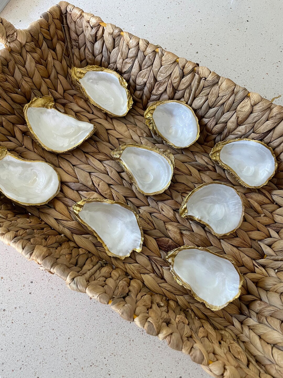 Pearl and Gold Wedding Favors/ Set of 10 / Hand Made Gilded Oyster ...