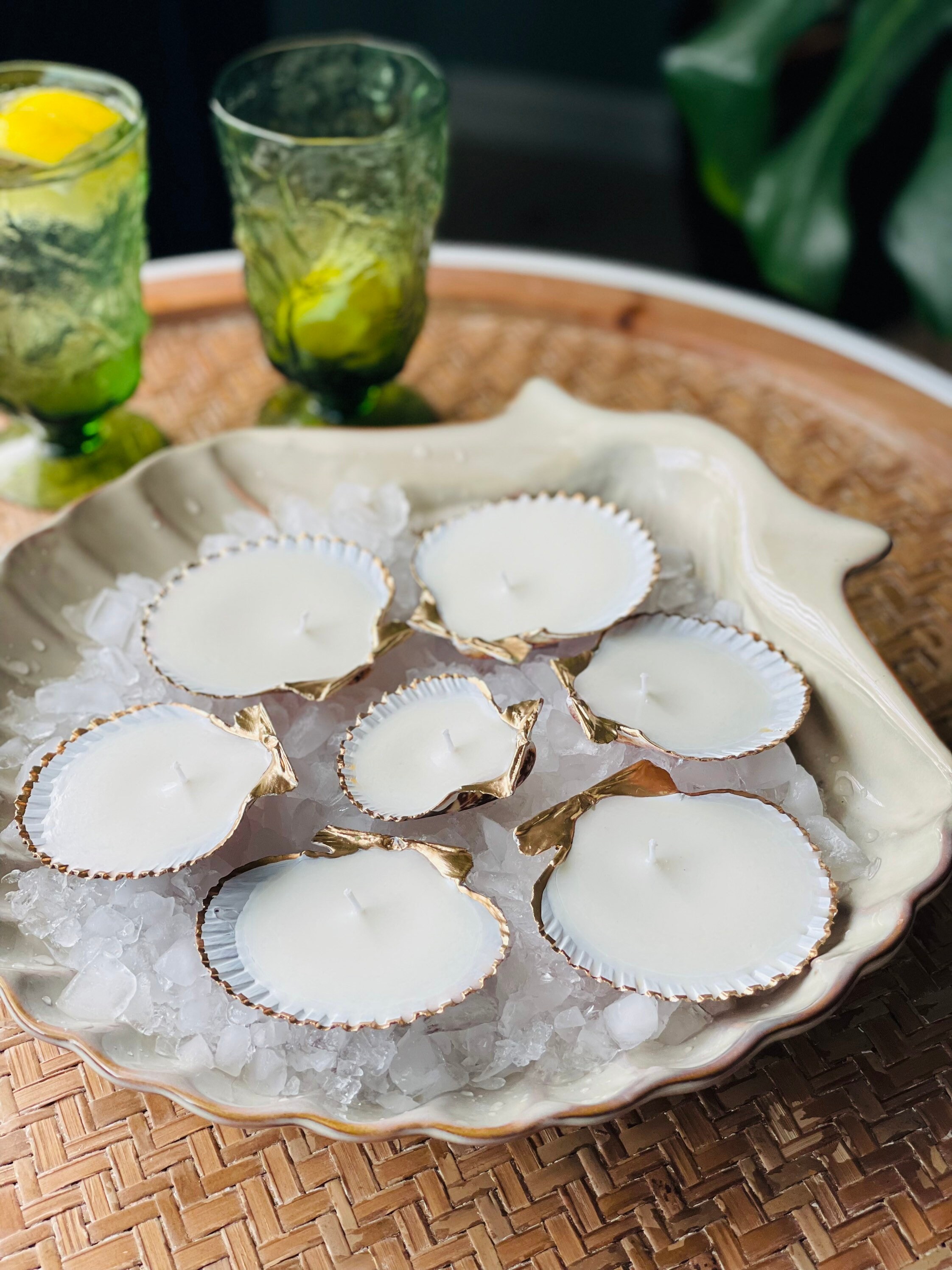 Scallop Shell Soy Wax Candle: Gold Accent, Unscented Table Decor - Etsy