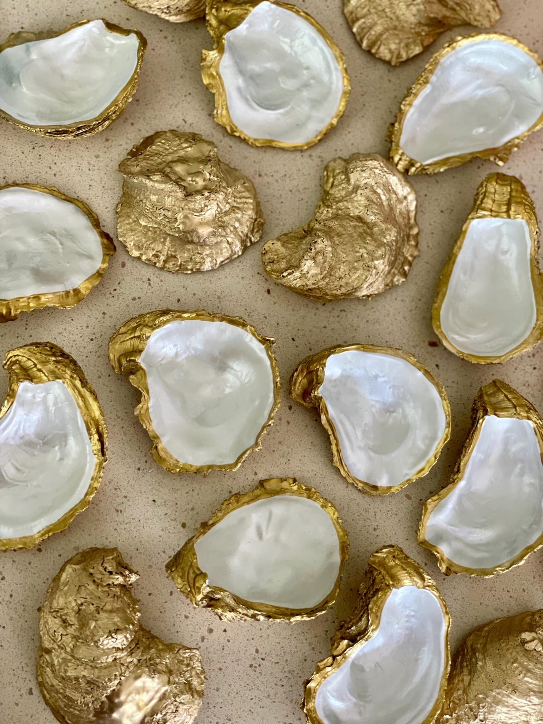 Pearl and Gold Oyster Shell Wedding/bridesmaid Favors / Hand Made ...