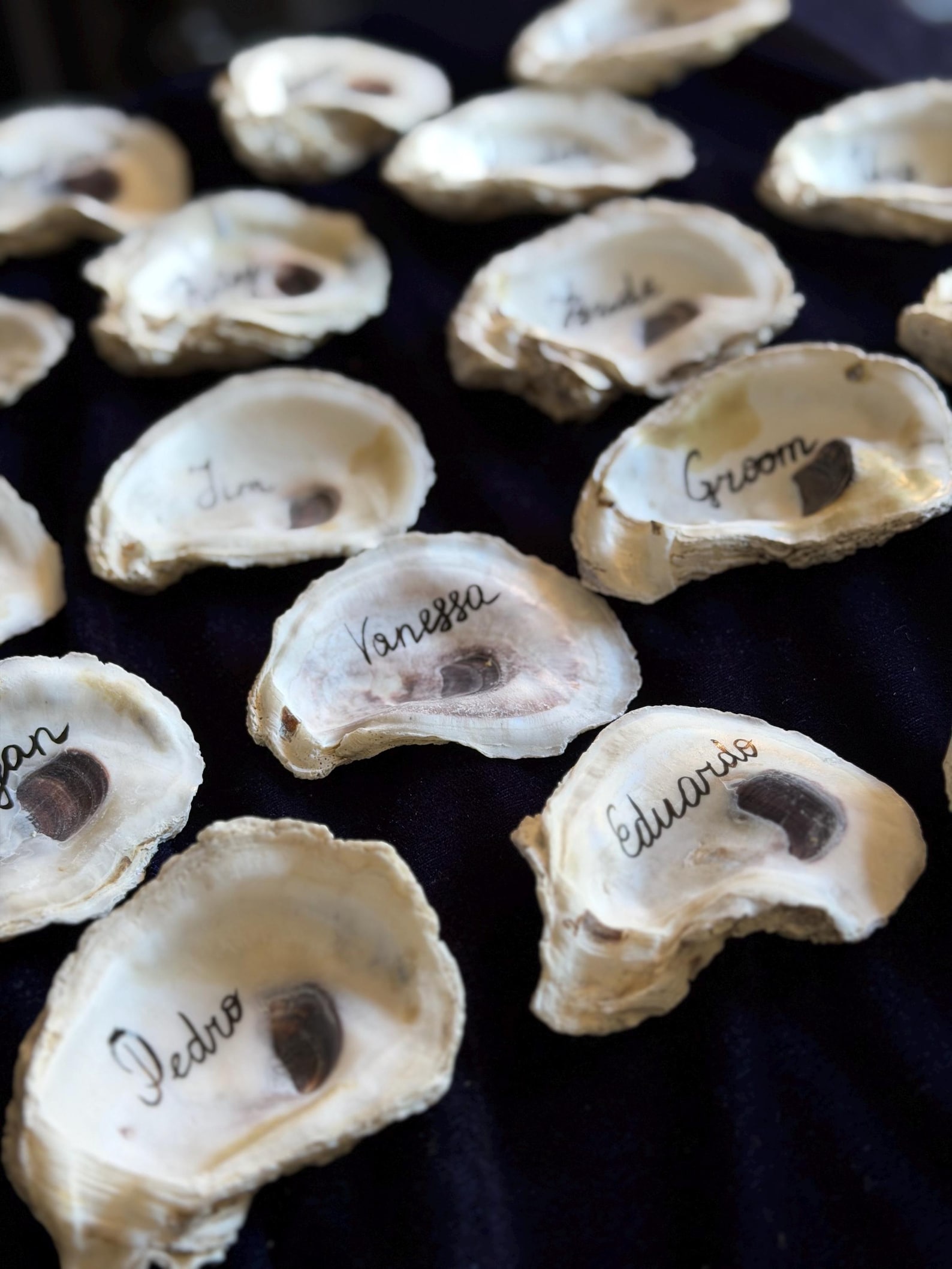 Personalized Oyster Shell Wedding Favors: Hand-painted Oyster Placement ...