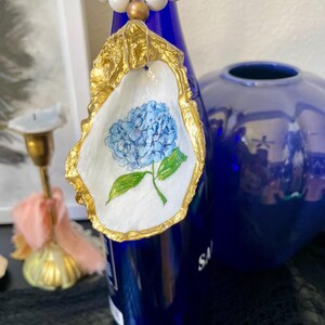 Gift Set of 1/2/4 Hydrangeas Decoupage Oyster Shell Napkin Rings / Wine ...