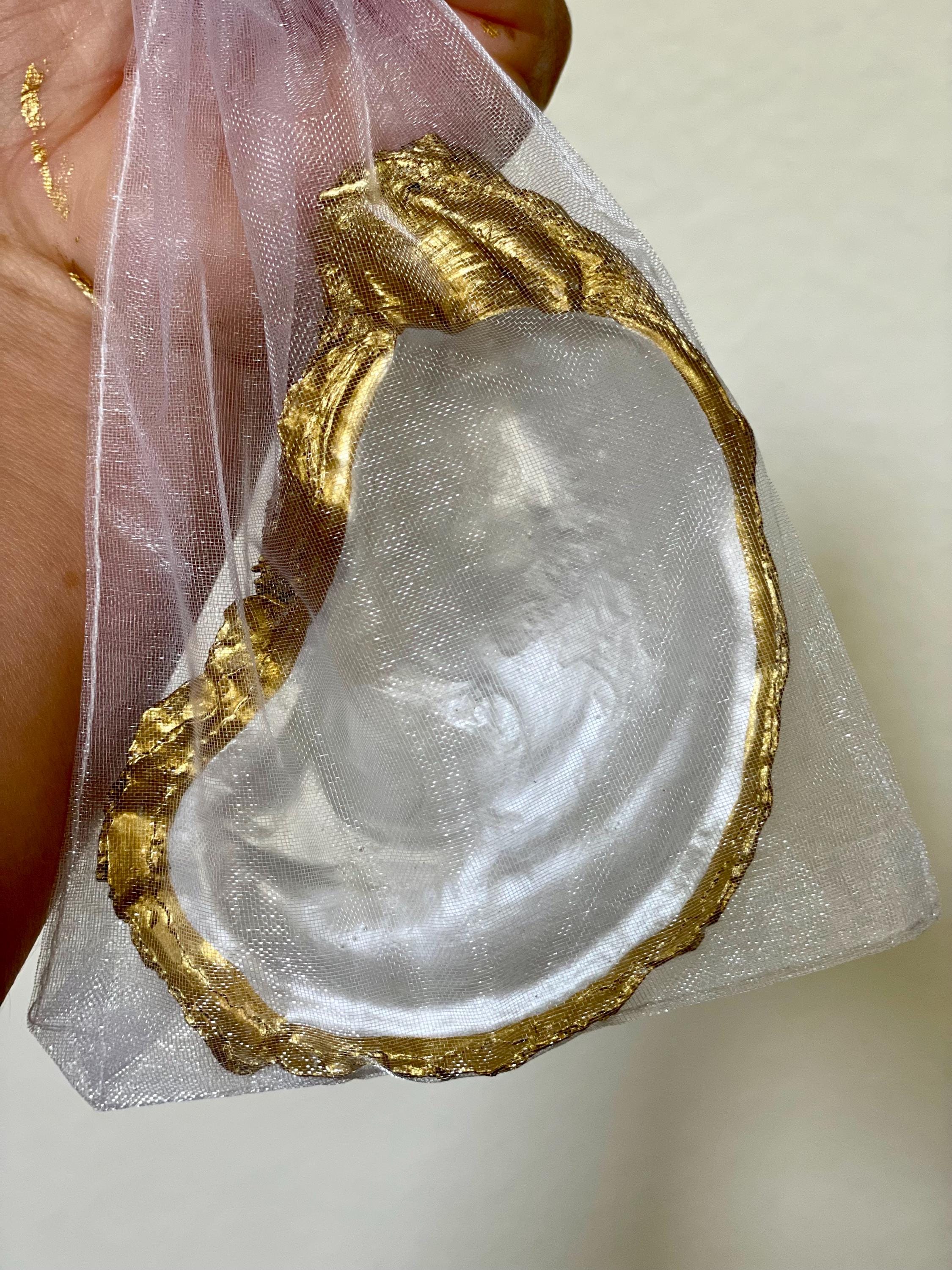 Handmade Gilded Oyster Shell Trinket Dish: Pearl Wedding Favor - Etsy