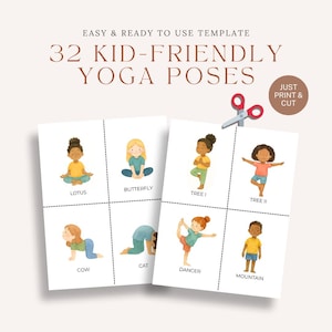 32 Kid-friendly Yoga Poses: Printableflashcards (digital Download) - Etsy