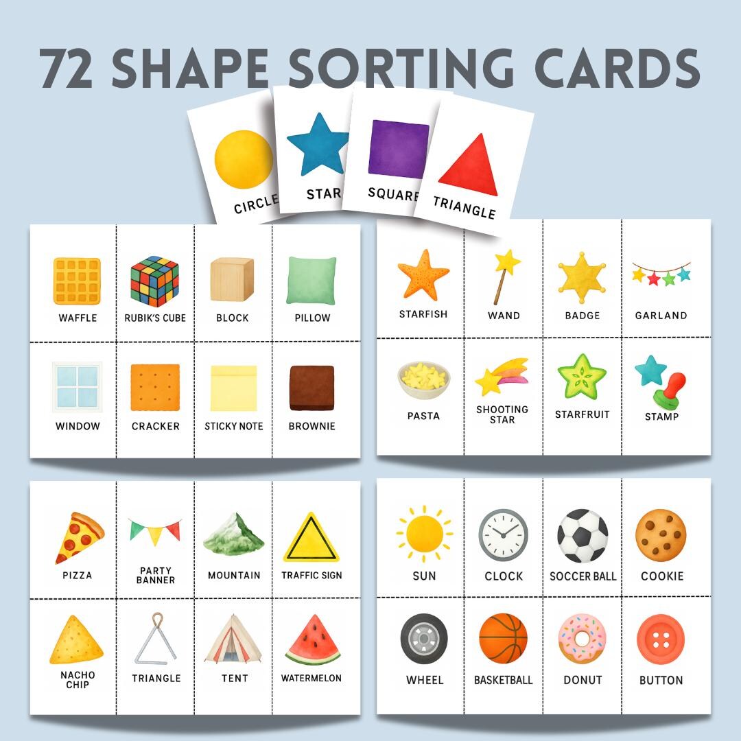 Shape Recognition Flashcards | Printable Montessori Shape Sorting for ...