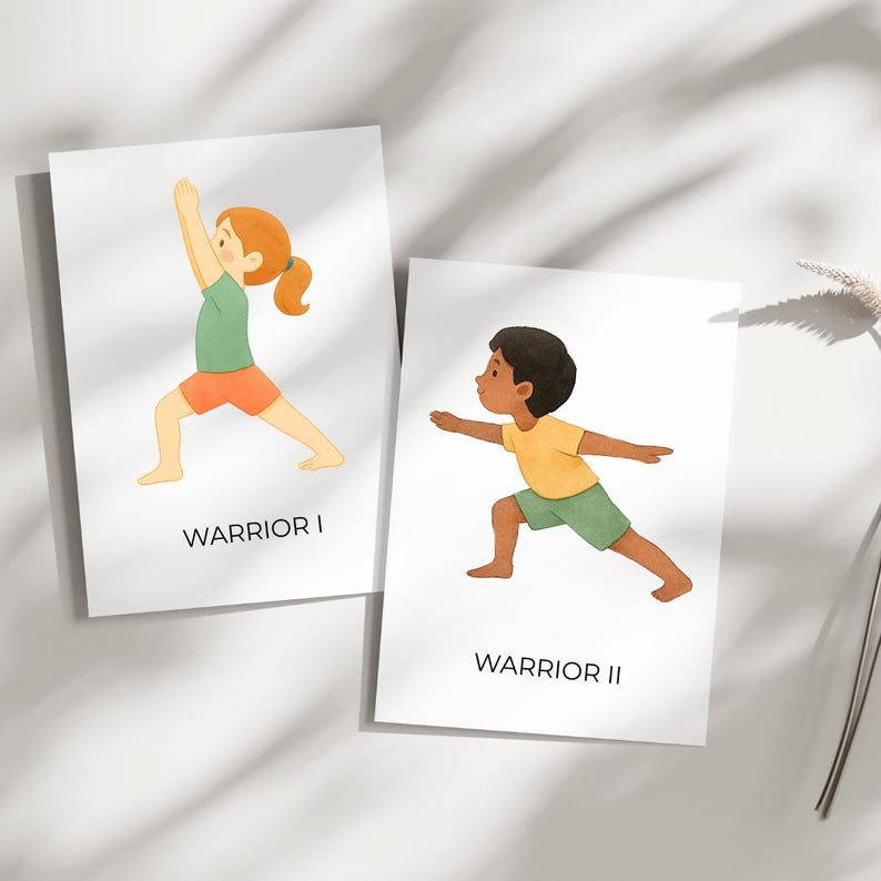 32 Kid-friendly Yoga Poses: Printableflashcards (digital Download) - Etsy