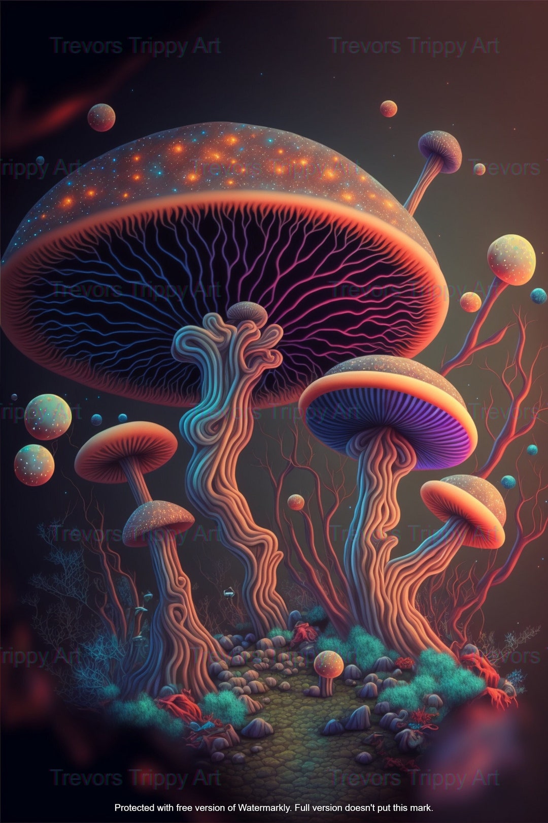 Trippy Mushroom Digital Art for Download - Etsy