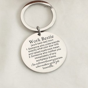 Personalized Work Bestie Key Chain, Colleague Leaving Gift, Coworker ...