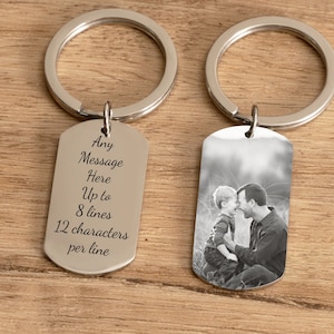 Personalised Any Message Engraved Keyring, Photo Key Chain, Gifts for ...