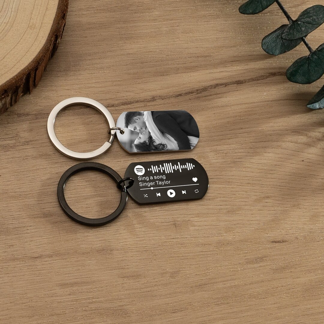 Personalized Engraved Music Song Keyring With Photo, Custom Spotify ...