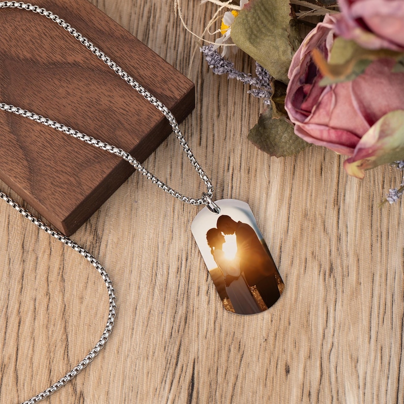 Personalized Picture Necklace for Boyfriend, Memorial Photo Pendant ...