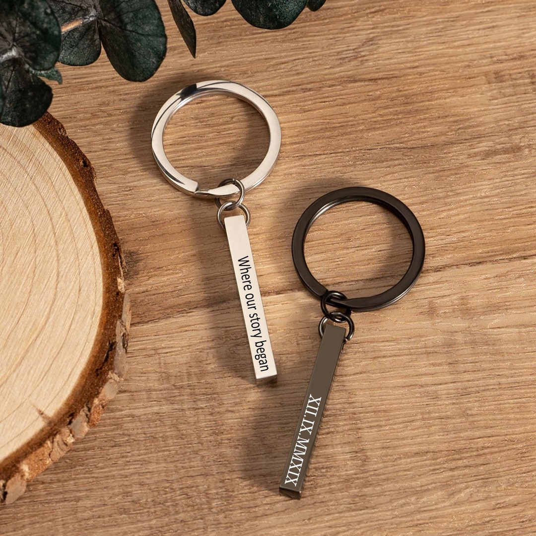 Personalised Engraved Bar Keyring, Lovely Metal Keychain Fob Custom ...