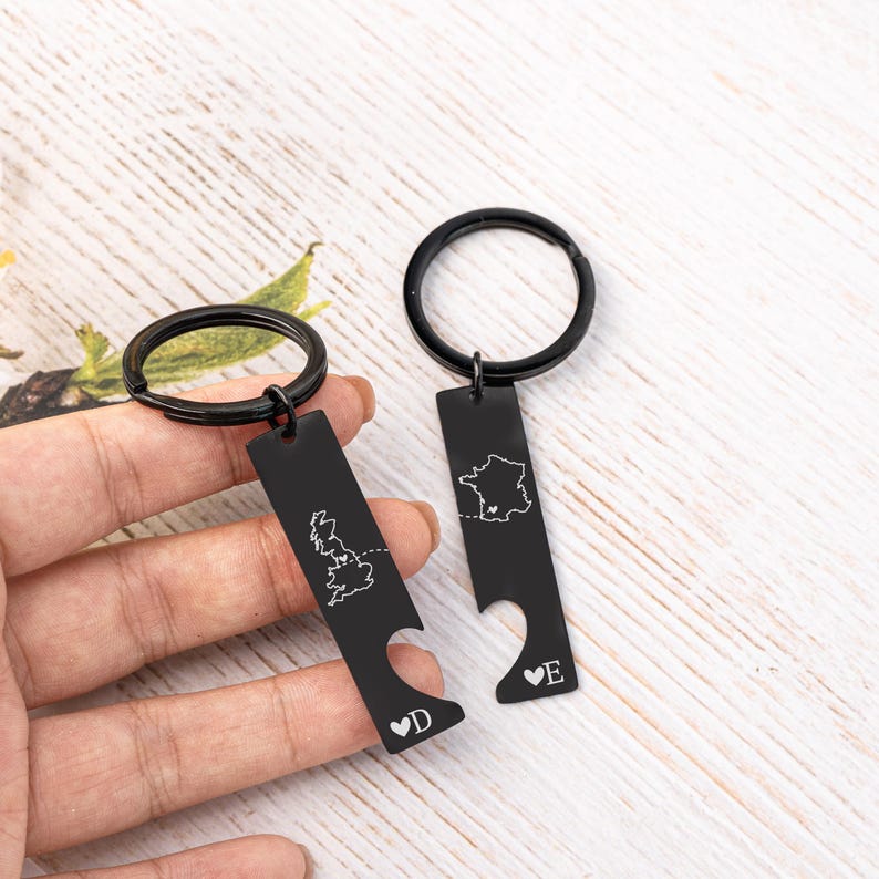 Personalised Country Keychain Two Home Keyring, State Keychain, Long ...