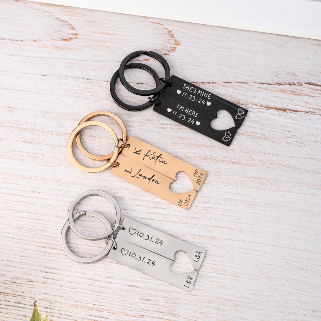 Custom Couple Keychain, Personalized Gift for Boyfriend Girlfriend ...