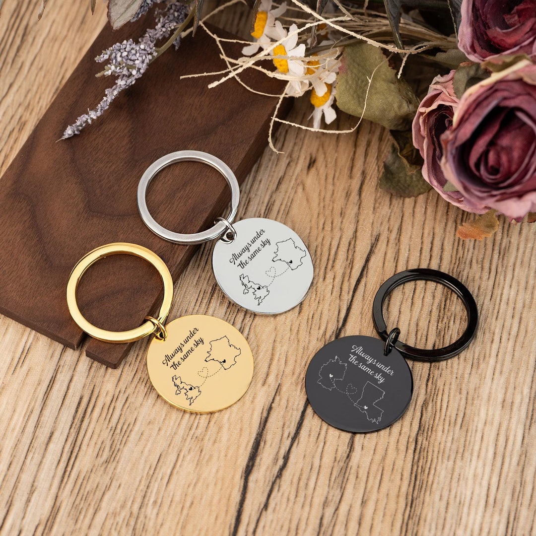 Personalized Long Distance Keychain,custom Engraved Keyring, Leaving ...