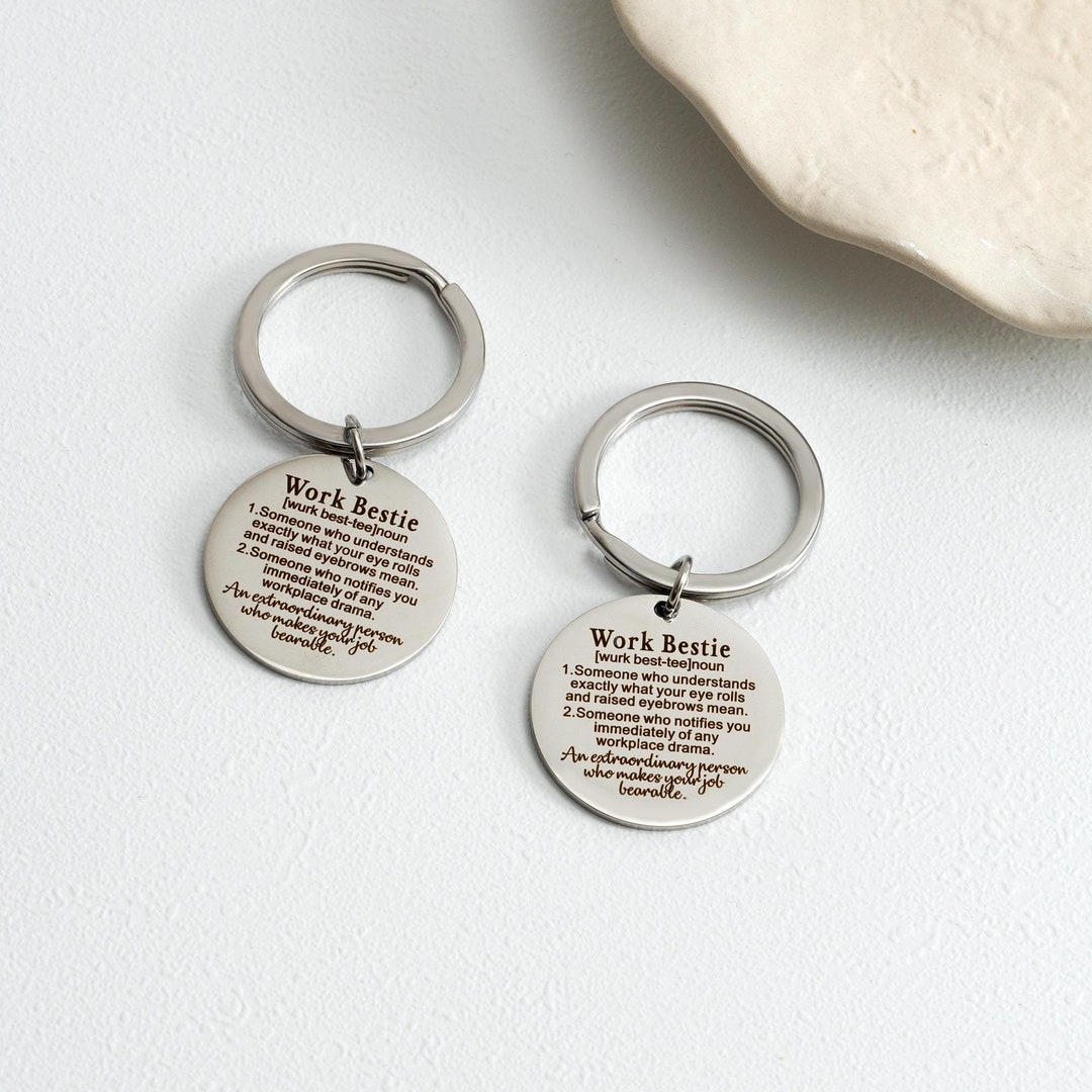 Personalized Work Bestie Key Chain, Colleague Leaving Gift, Coworker ...