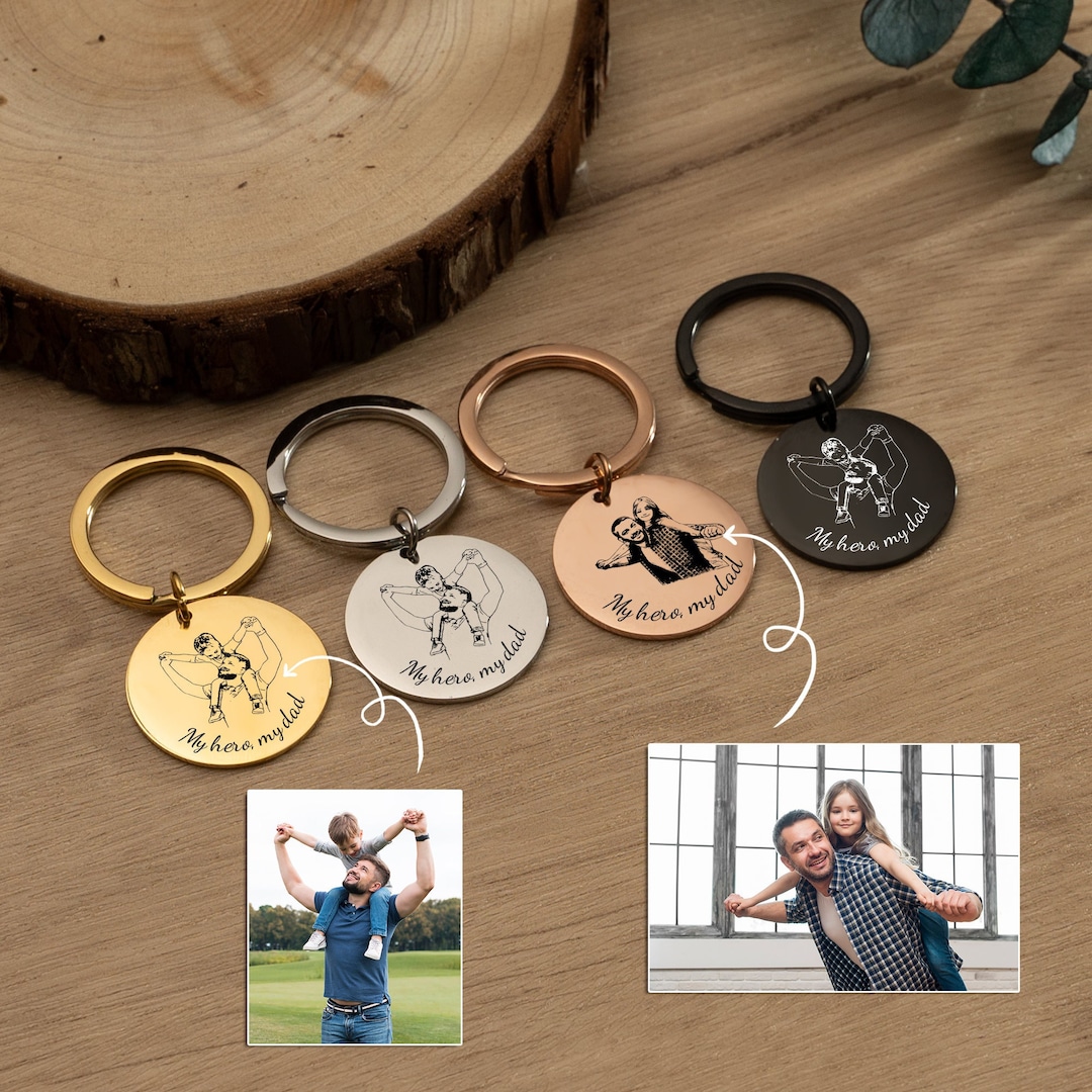 Custom Stainless Steel Photo Keychai, Personalized Portrait Engraved ...