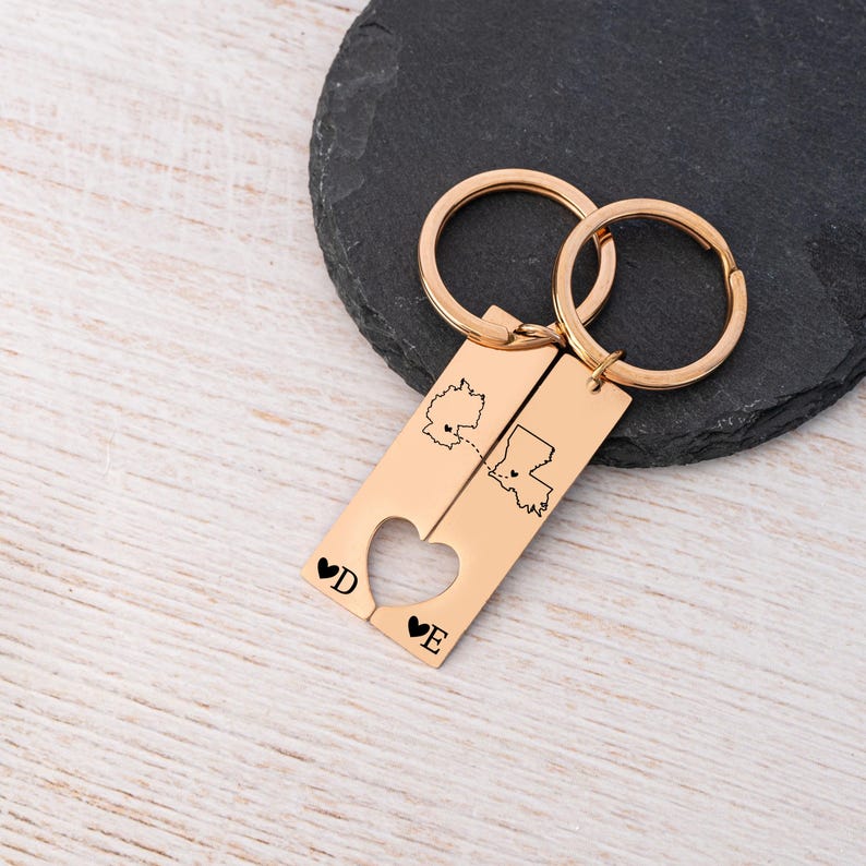 Personalised Country Keychain Two Home Keyring, State Keychain, Long ...