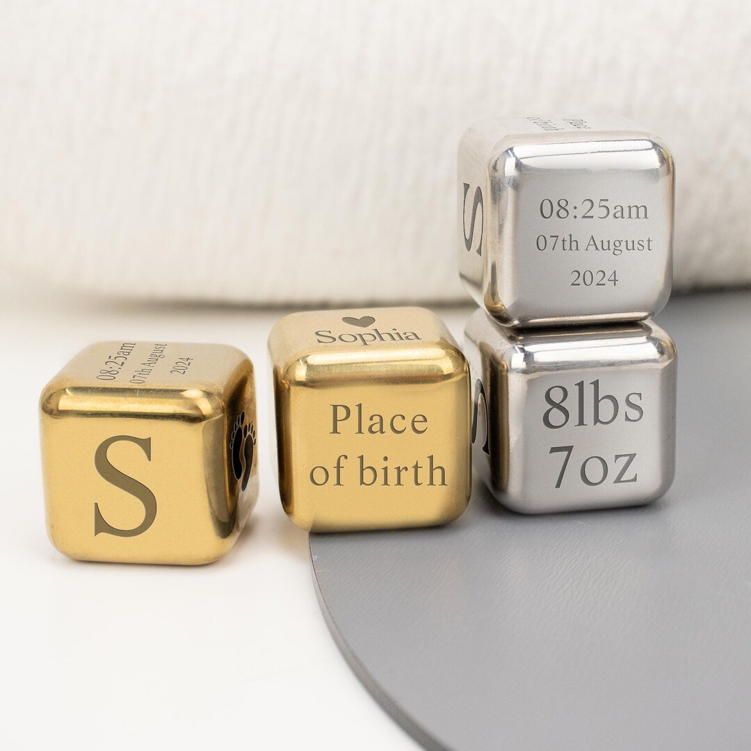 Personalized Metal Dice, Custom Engraved Dice, Baby Birth Block ...