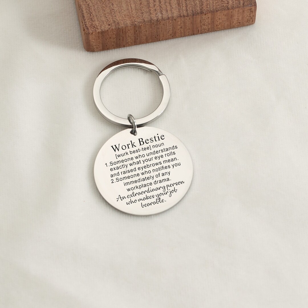 Personalized Work Bestie Key Chain, Colleague Leaving Gift, Coworker ...