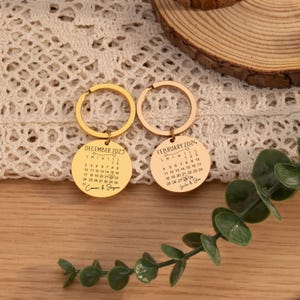 Personalized Metal Keychain, Calendar Date Keyring, Anniversary Key ...