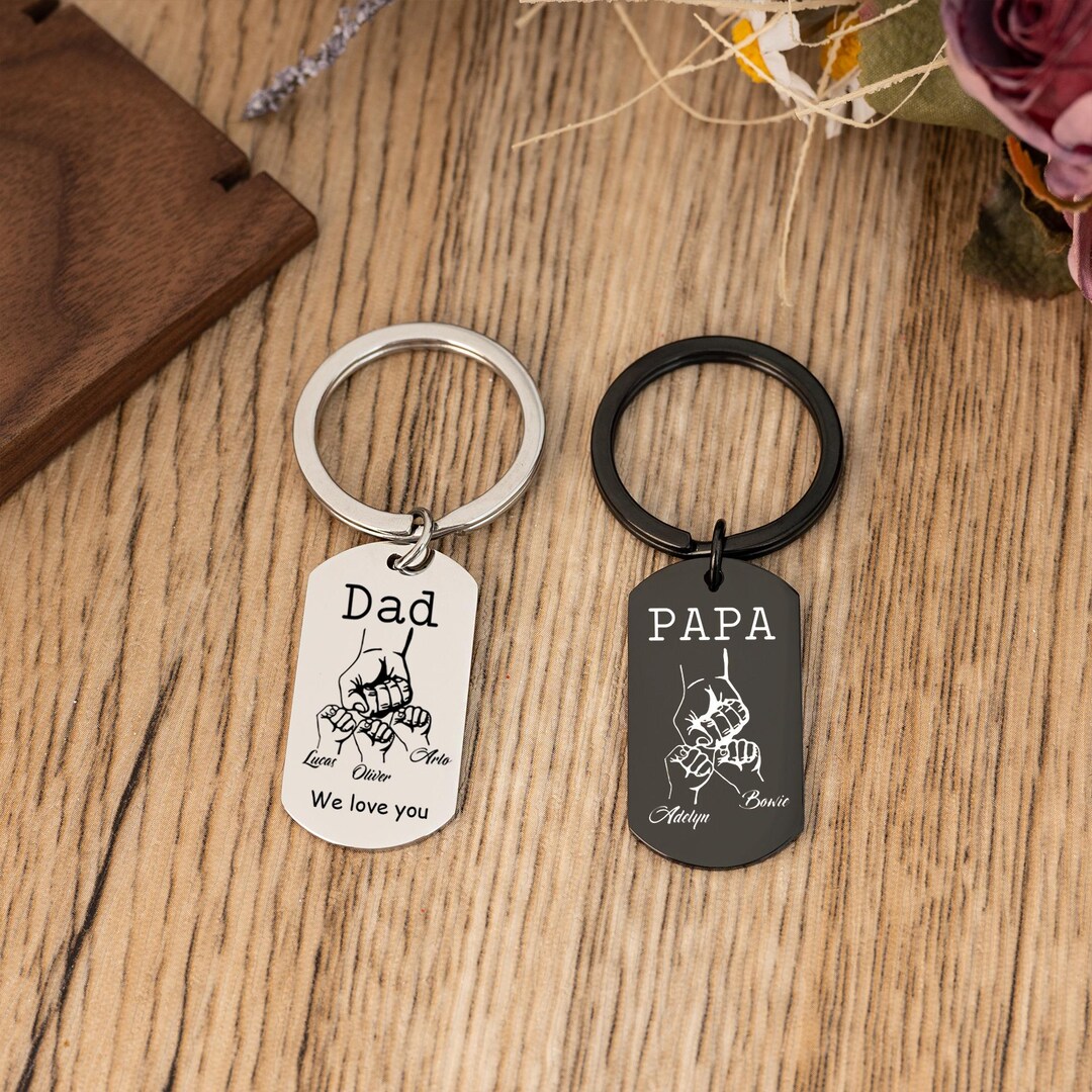 Personalized Gift for Daddy, Fist Bumps Keyrings, Gift for Men, Daddy ...