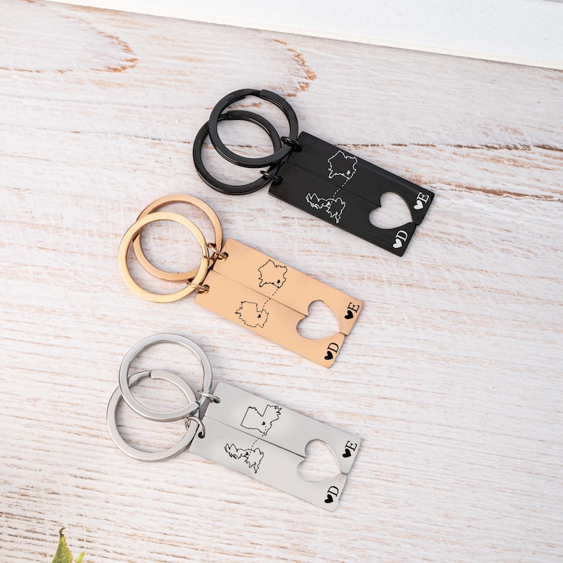 Personalised Country Keychain Two Home Keyring, State Keychain, Long ...