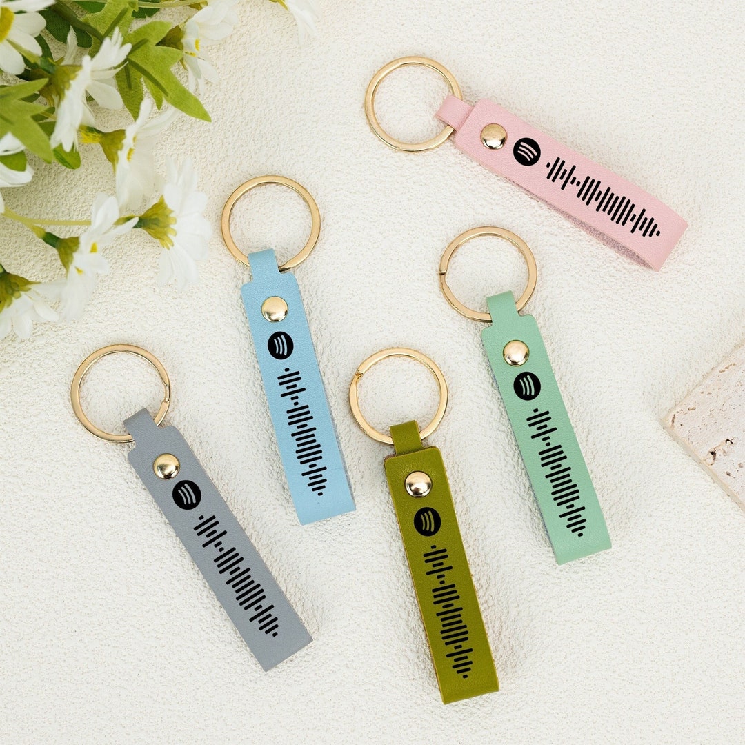 Spotify Code Keyring, Personalised Leather Keyring, Music Code, Wedding ...