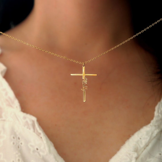 Cross Name Necklacepersonalized Cross Name Necklacecustom - Etsy
