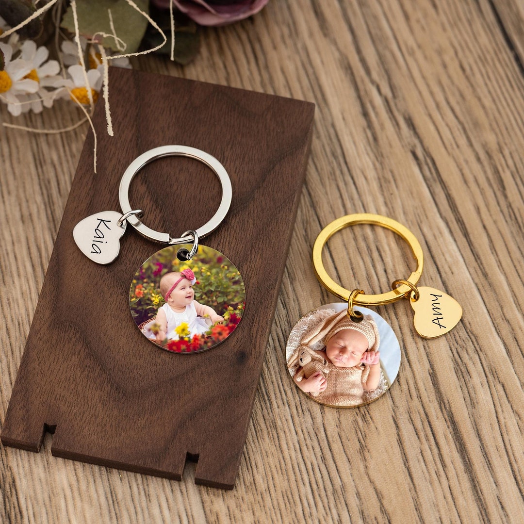 Personalised Baby Photo Key Chain, Custom New Baby Keyring for Mom, Dad ...