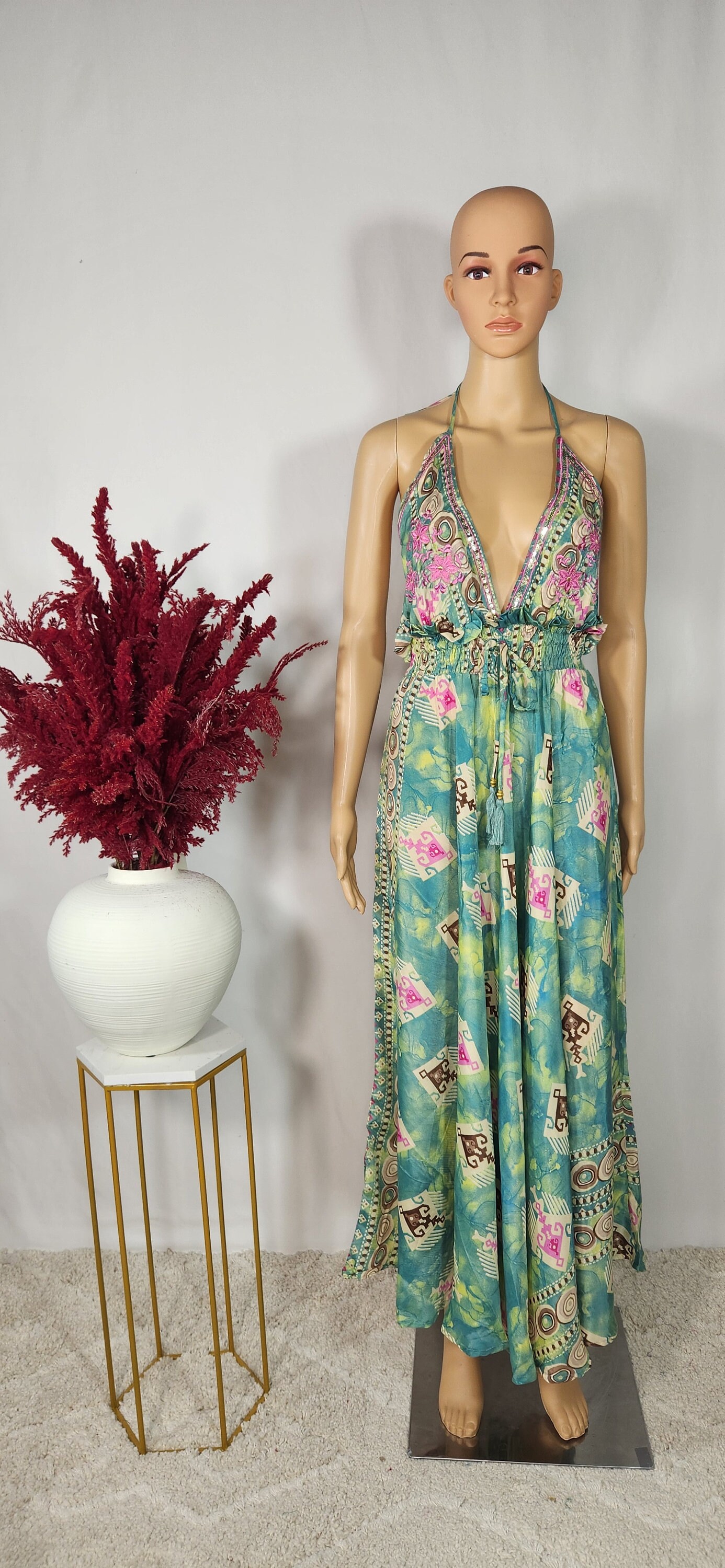 Bohemian Chic Dress Very Soft Silk Dress Goddess Dress Block Printed ...