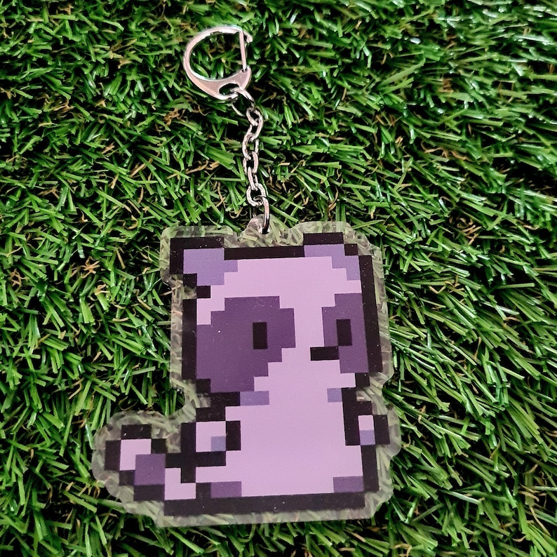 Raccoon Pixel Art Keychain Charm - Etsy