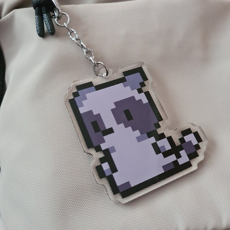 Raccoon Pixel Art Keychain Charm - Etsy