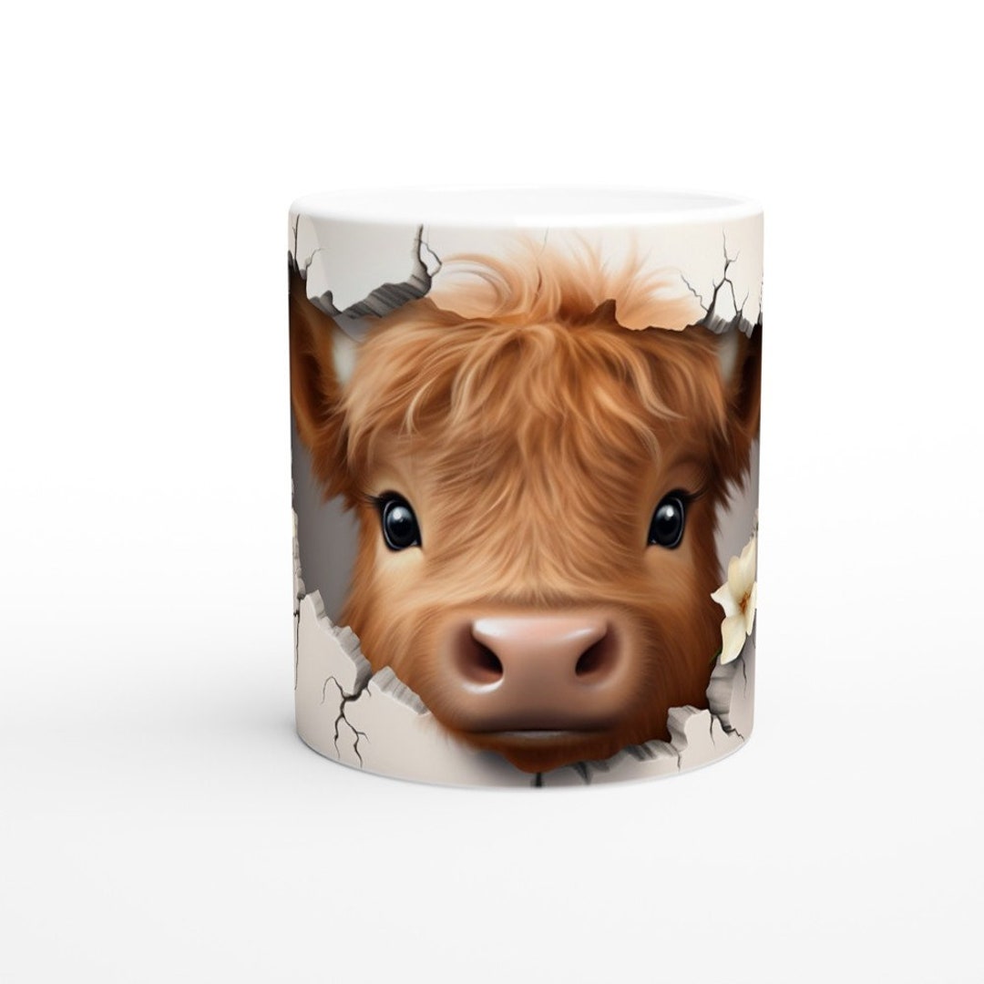 Highland Coo Mug, Highland Cow, Hairy Cow Coffee Mug, Baby Scottish Cow ...